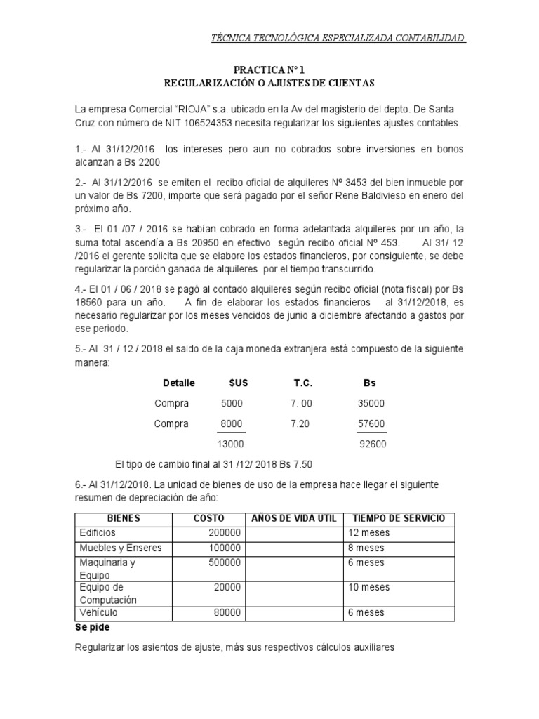 Practica de Ajustes Contables | PDF | Estado financiero | Contabilidad