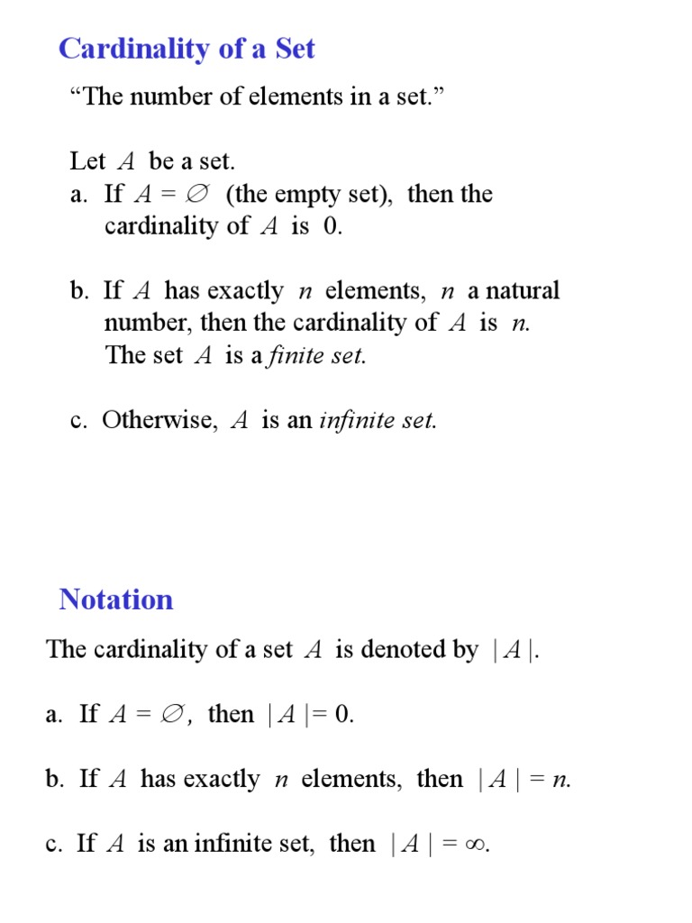 Cardinality of A Set: (The Empty Set), Then The | Download Free PDF | Numbers | Real Number