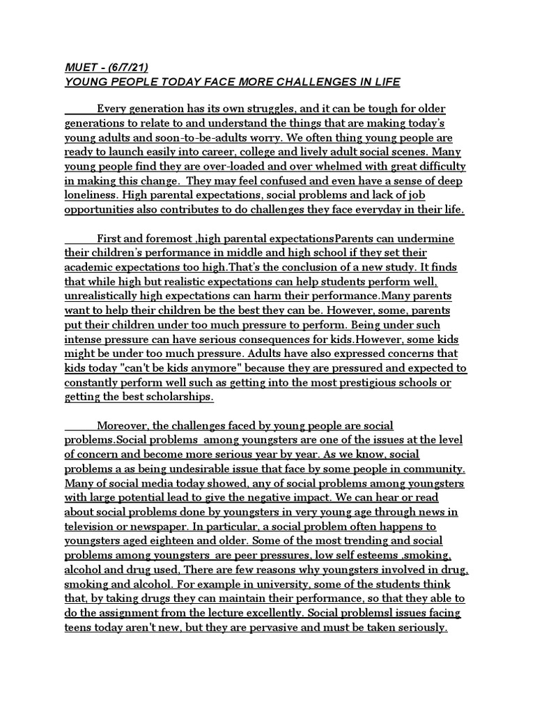 Young People Faces More Challenges Today | PDF | Adolescence | Self Esteem