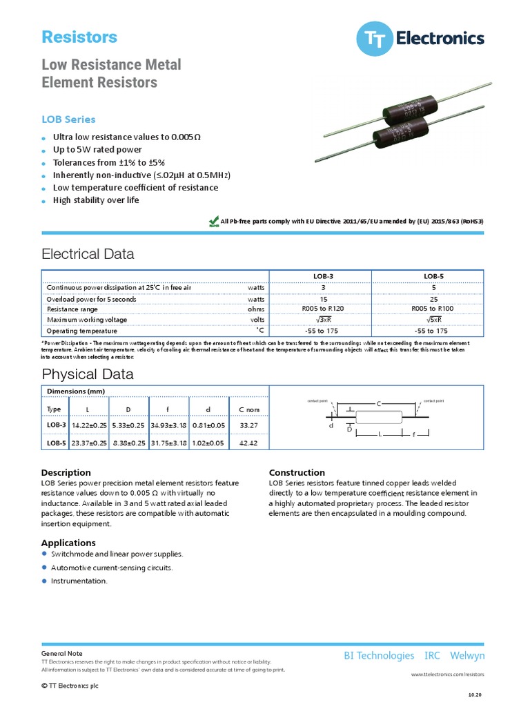 Low Resistance Metal Element Resistors Low Resistance Metal Element ...