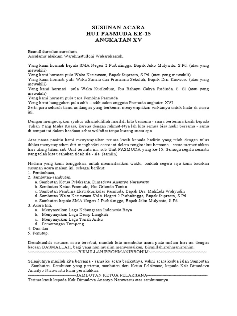 Susunan Acara | PDF | Kajian Bahasa Asing