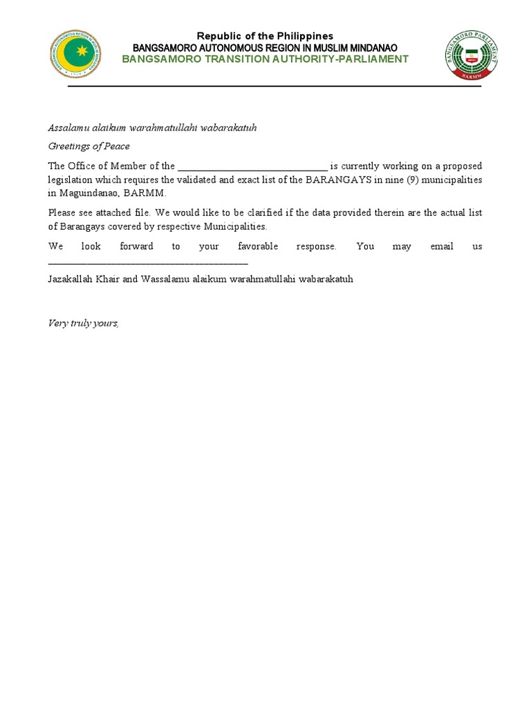 Letter Barangay | PDF