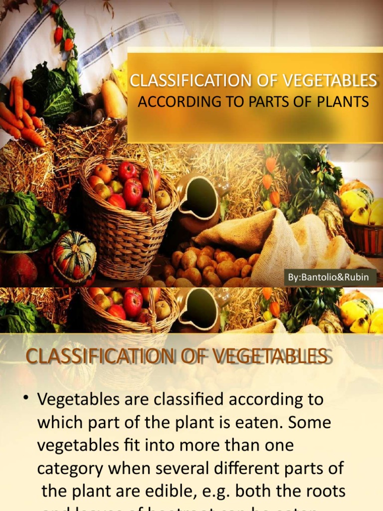 Classification of Vegetables: According To Parts of Plants | PDF