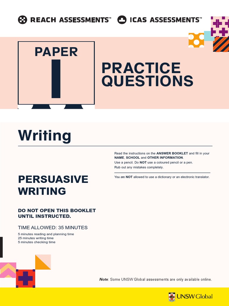 Reach and ICAS Sample Questions Writing Persuasive Paper I | PDF | Argument