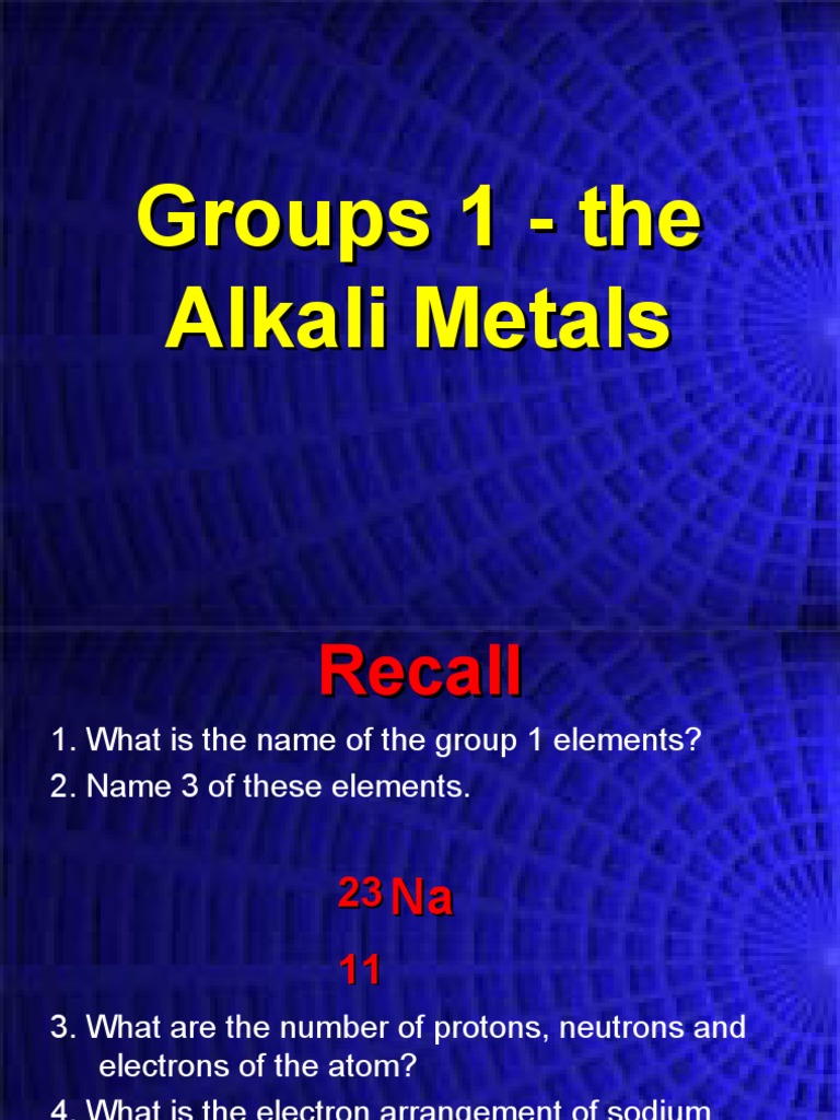 Groups 1 - The Alkali Metals | PDF | Chemistry | Chemical Substances
