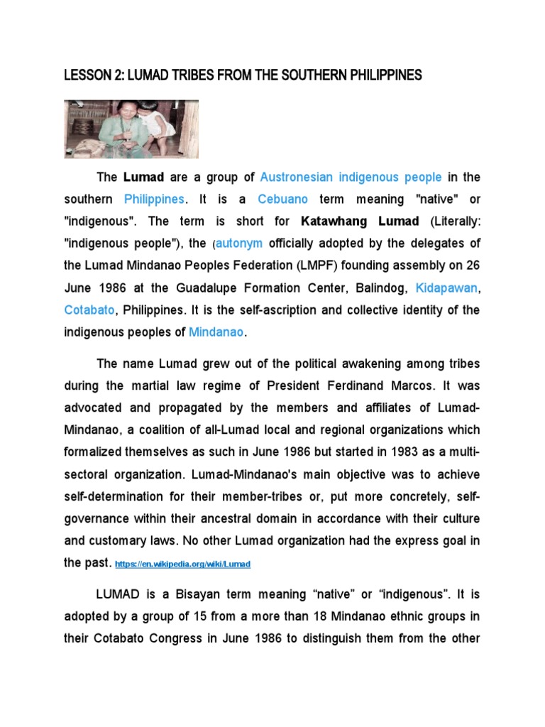 Lesson 2 - Lumad Tribe | PDF | Indigenous Peoples | Philippines