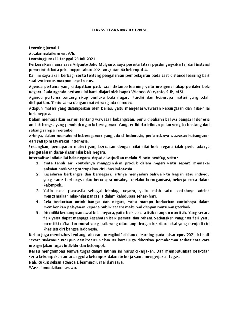 Tugas Learning Journal | PDF
