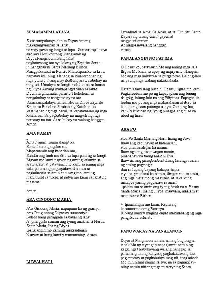 Mga Panalangin Tagalog | PDF