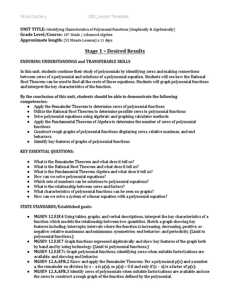 Real-Life Applications of Polynomials | PDF | Polynomial | Zero Of A ...