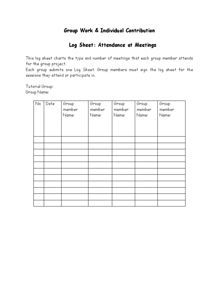 Group Log Sheet | PDF