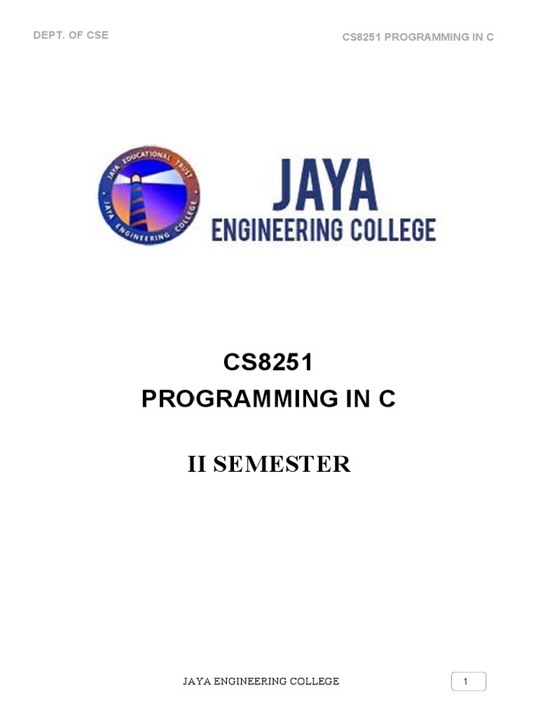 Cs8251 Prog In C Most Important 2 Marks Qa And 18 Marks Q Pdf Pointer Computer 