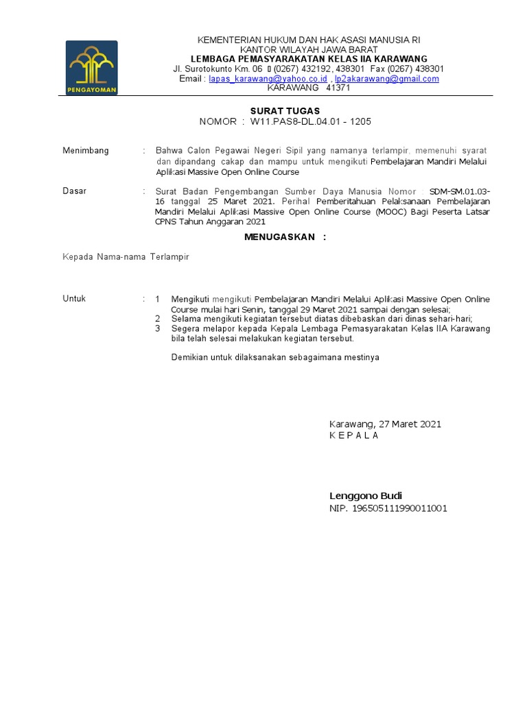 Surat Tugas MOOC | PDF