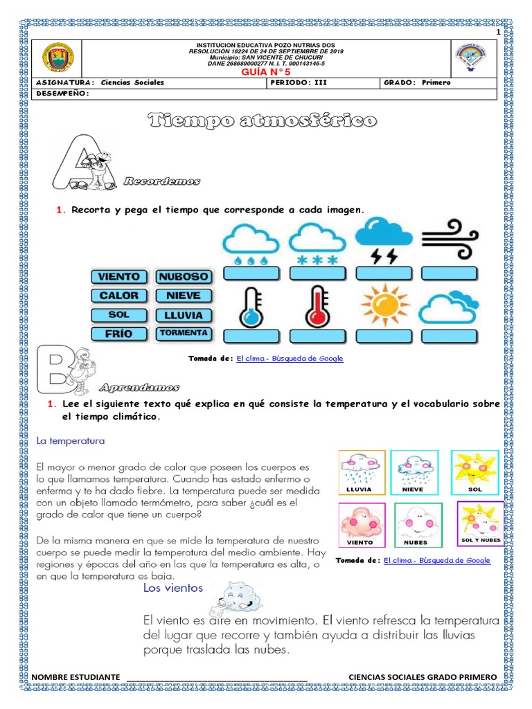 Guía 5 Tiempo Atmosferico 1 | PDF | Clima | Naturaleza