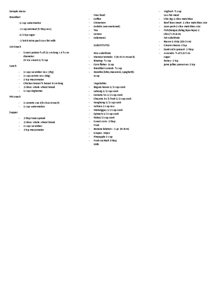 Sample Menu | PDF | Food And Drink Preparation | Food Ingredients