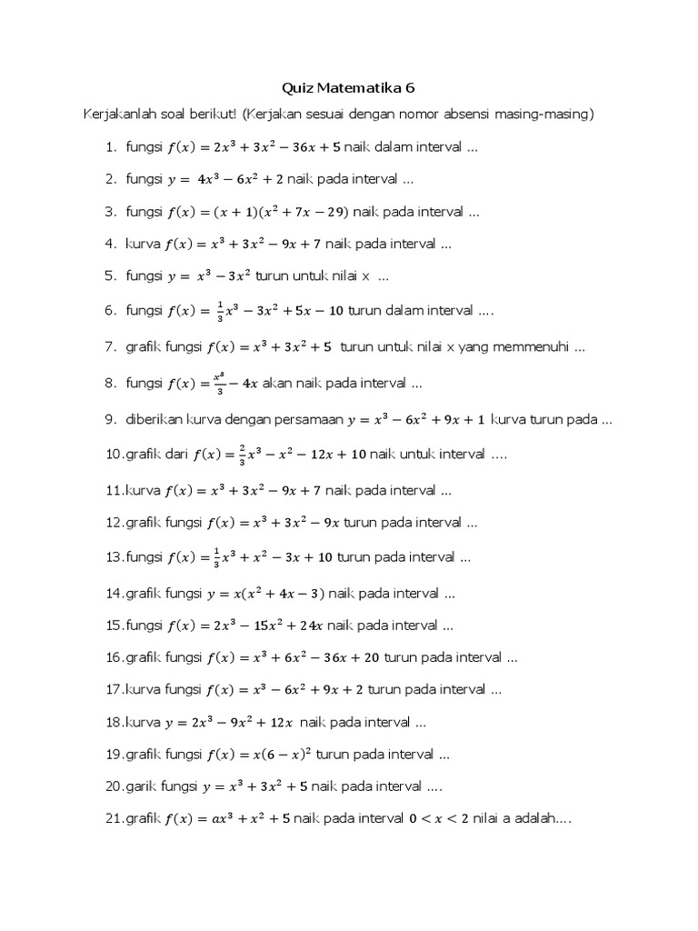 Quiz Matematika 6 | PDF