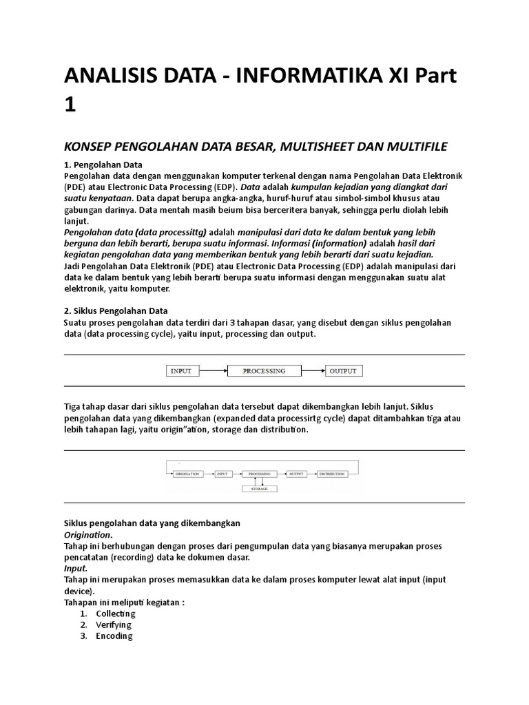 Analisis Data - Informatika Xi Part 1 | PDF | Komputer