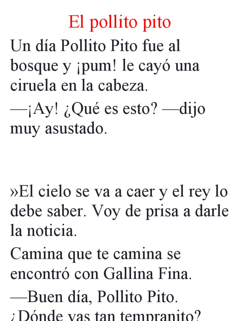 Cuento El Pollito Pito Pdf Ocio