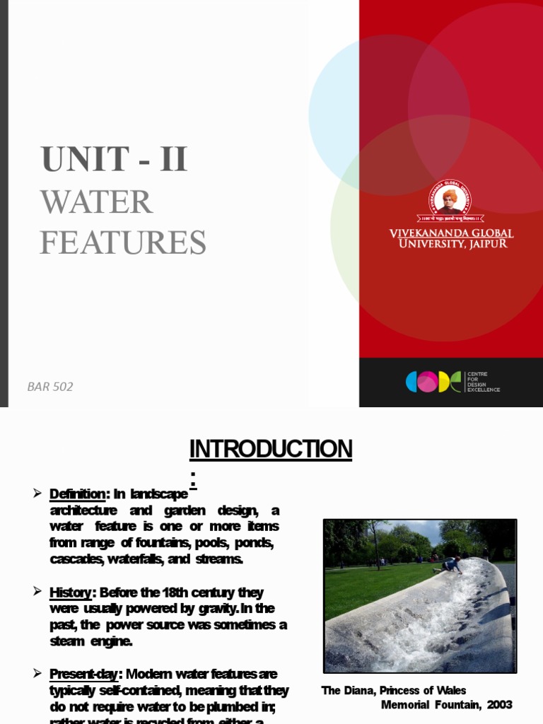 Unit - Ii: Water Features | PDF | Fountain | Pond