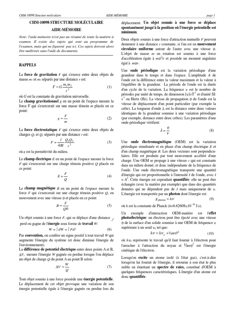 Structure moléculaire et H2N2 gaz | PDF | Orbitale moléculaire ...