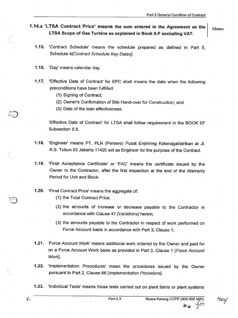 1.14.a 'L TSA Contract Price' Means The Sum Entered in The Agreement As ...