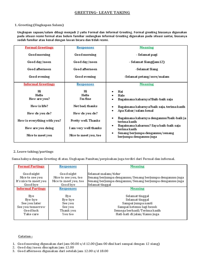 Materi Greeting Leave Taking Introduction | PDF