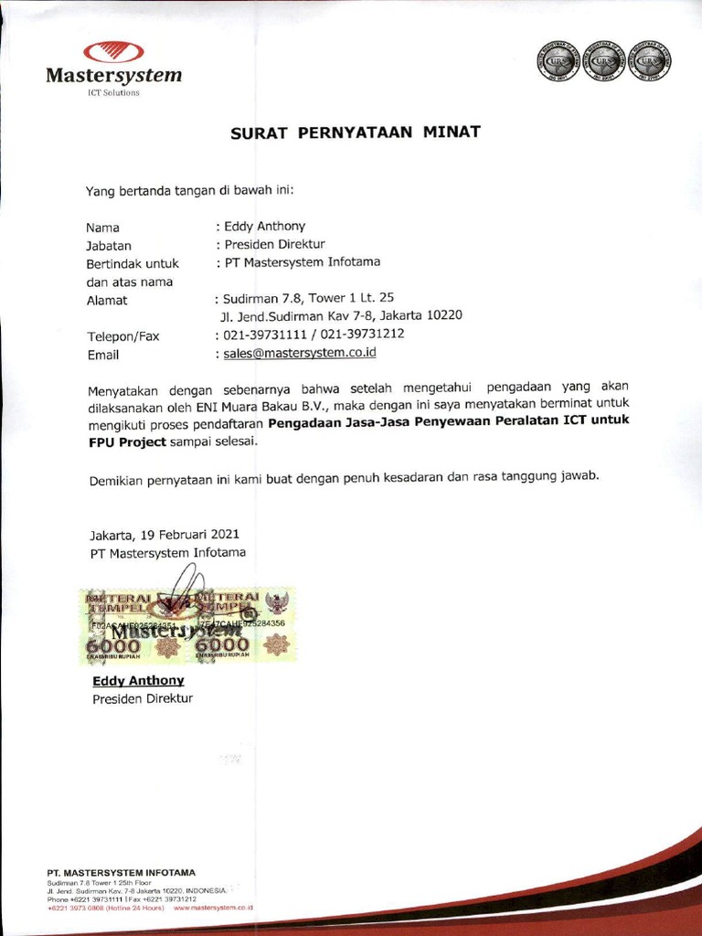 Surat Pernyataan Minat | PDF