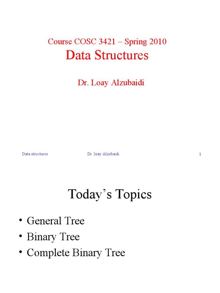 Data Structures: Course COSC 3421 - Spring 2010 | PDF | Array Data ...