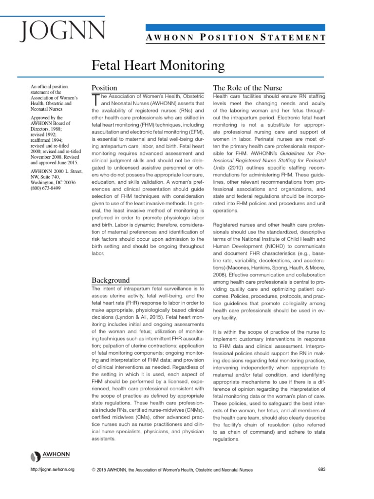 Fetal Heart Monitoring AWHONN 15 | PDF | Childbirth | Human Pregnancy