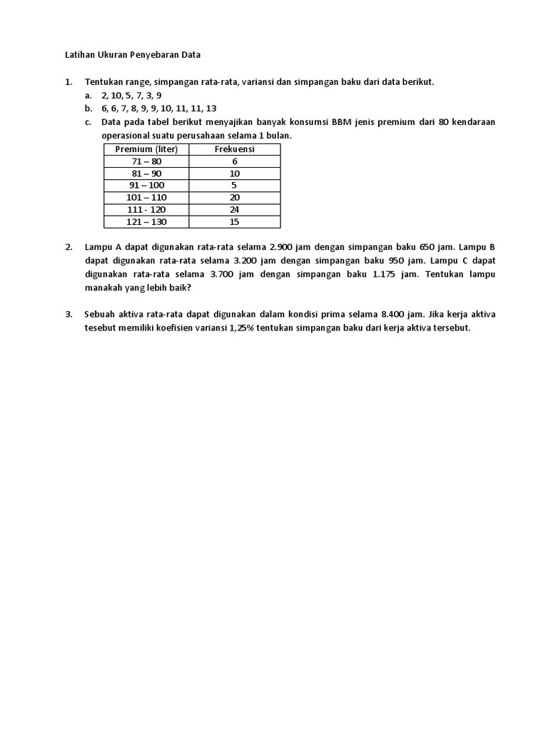 Ukuran Penyebaran Data dan Analisis Statistik | PDF | Teknologi & Rekayasa