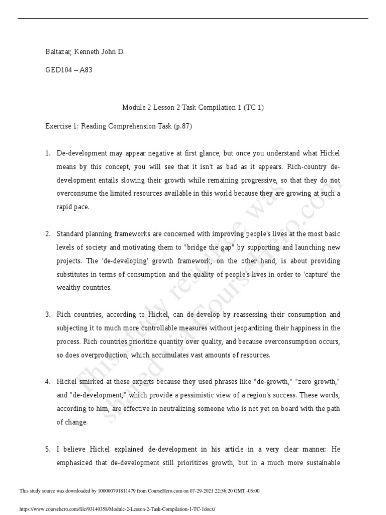 Module 2 Lesson 2 Task Compilation 1 TC 1 | PDF | Science | Human Nature