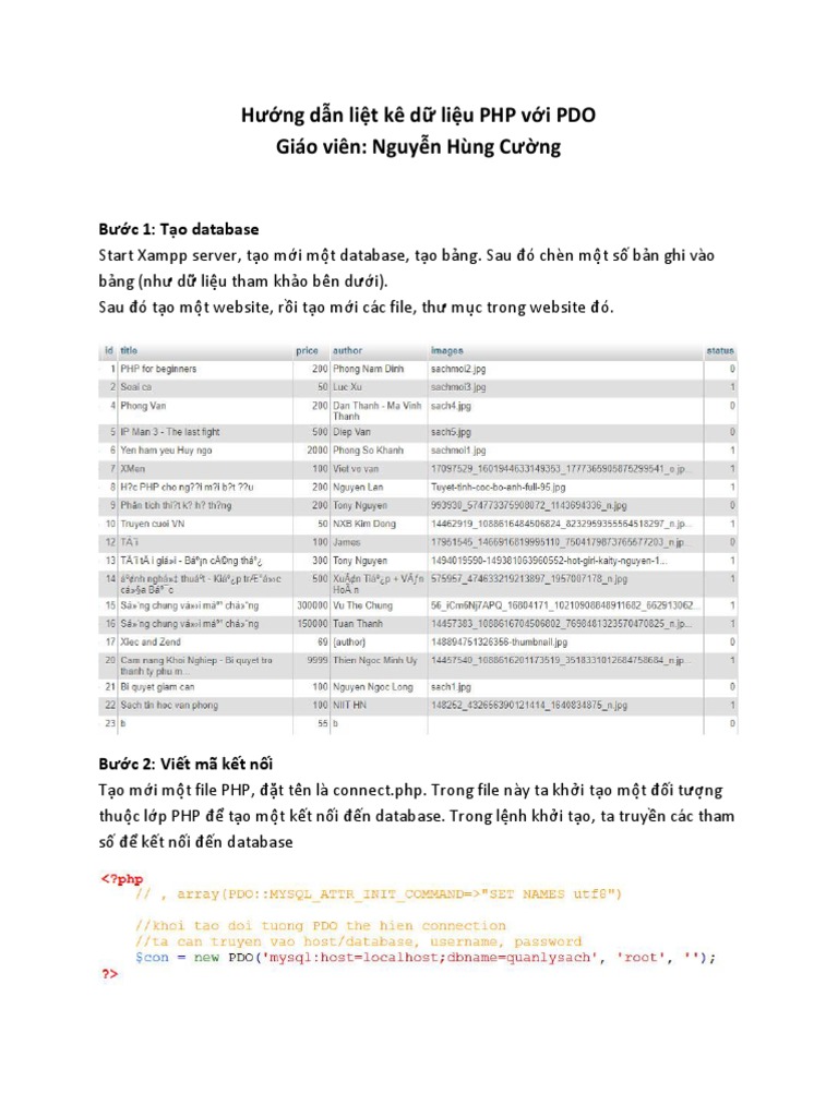 Huong Dan Liet Ke Du Lieu PHP Voi PDO | PDF