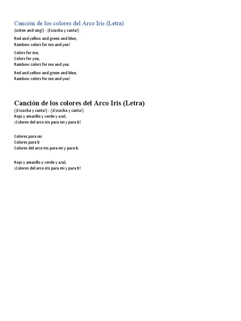 Canción de Los Colores Del Arco Iris | PDF