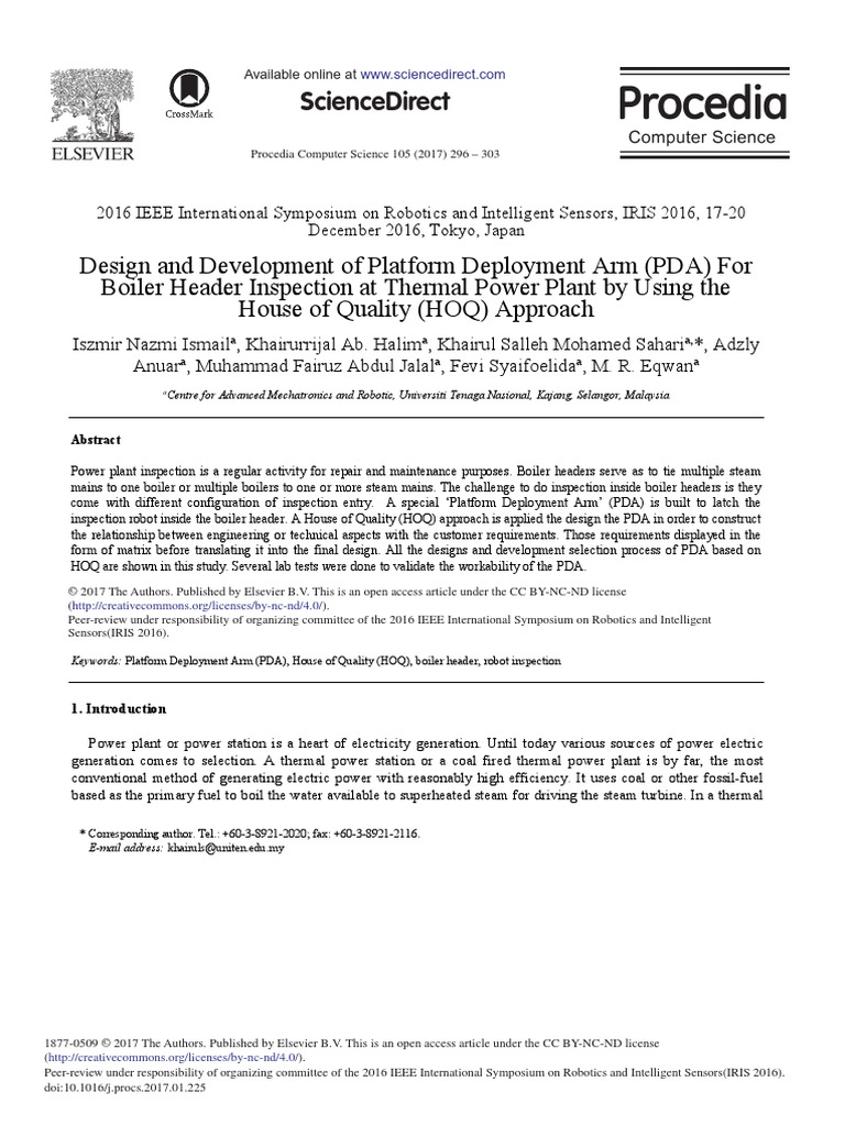 Design and Development of Platform Deployment Arm Pda For Boiler Header ...