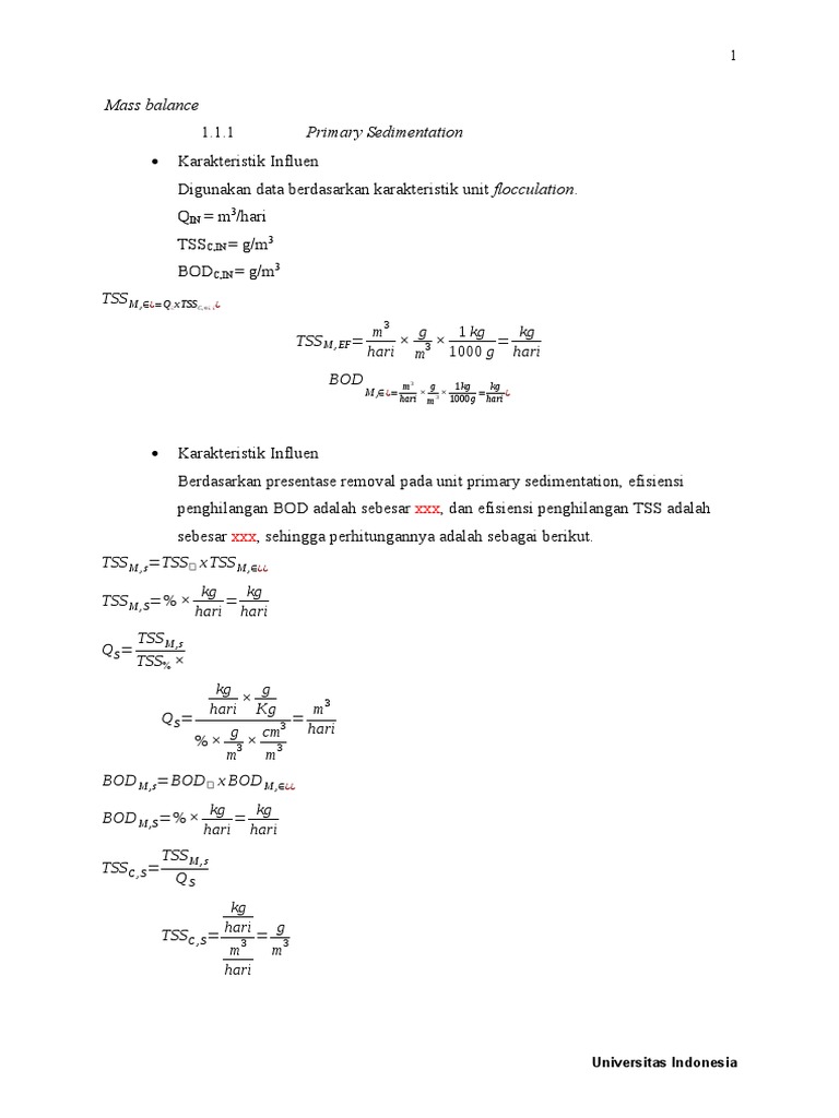 Perhitungan Mass Balance dalam Pengolahan Limbah | PDF