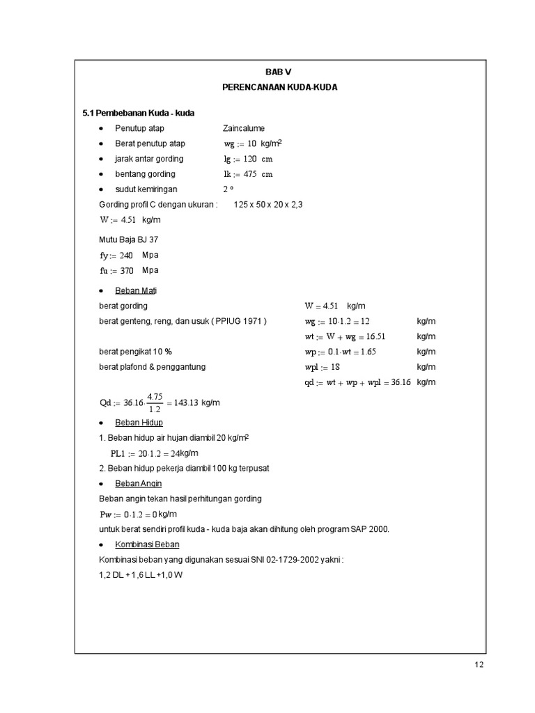 Bab 5 Perencanaan Kuda - Kuda | PDF
