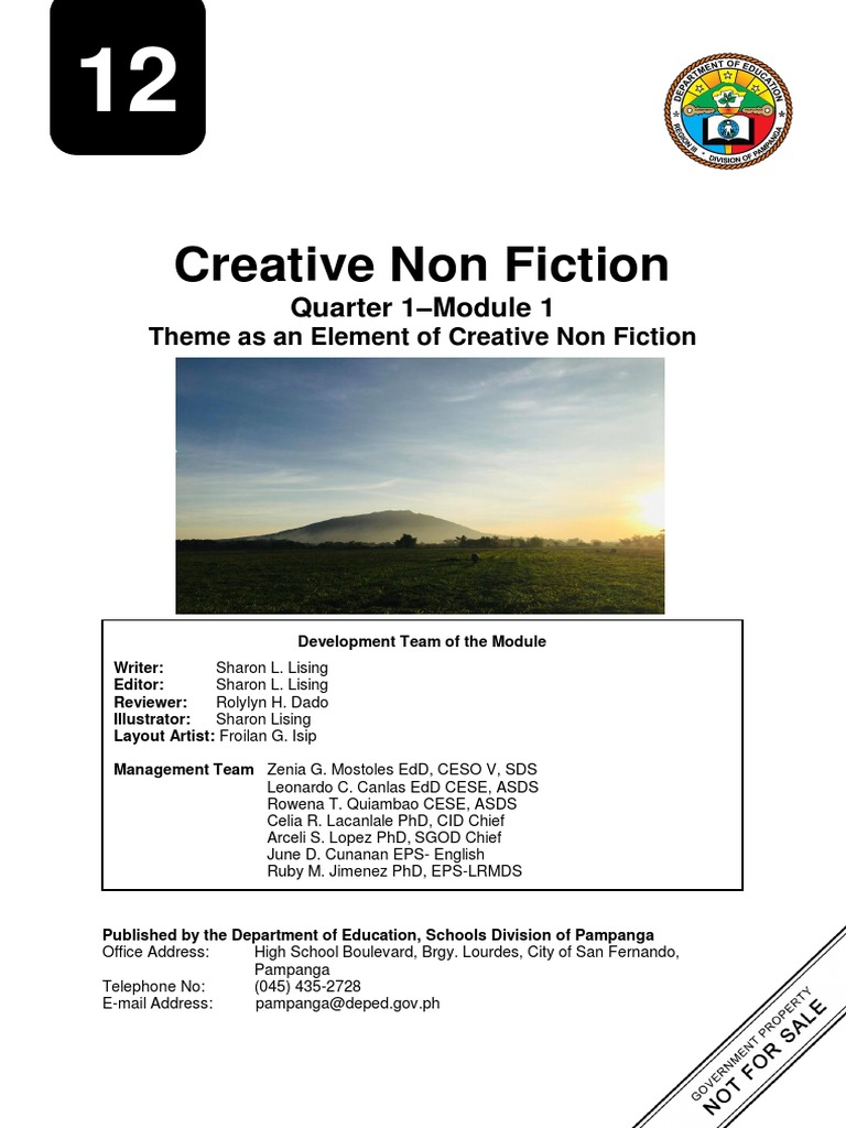 Theme in Creative Nonfiction Module 1 | PDF | Grammar | Plot (Narrative)