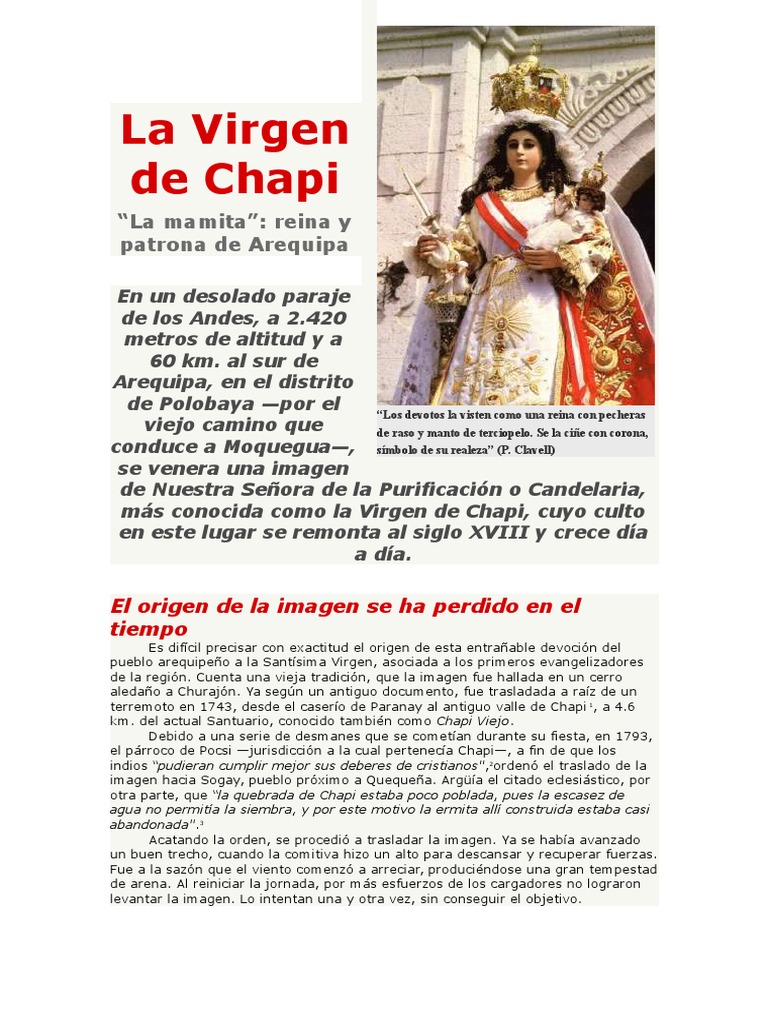 La Virgen de Chapi | PDF | María, madre de Jesús | Comportamiento ...