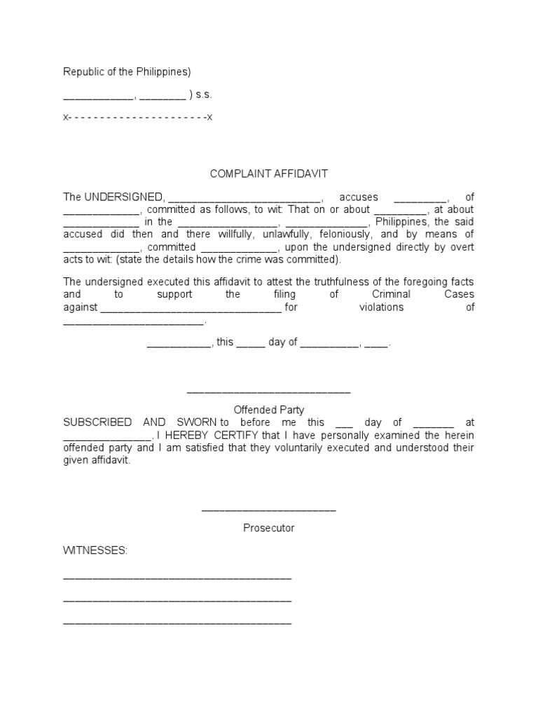 Affidavit of Complaint | PDF