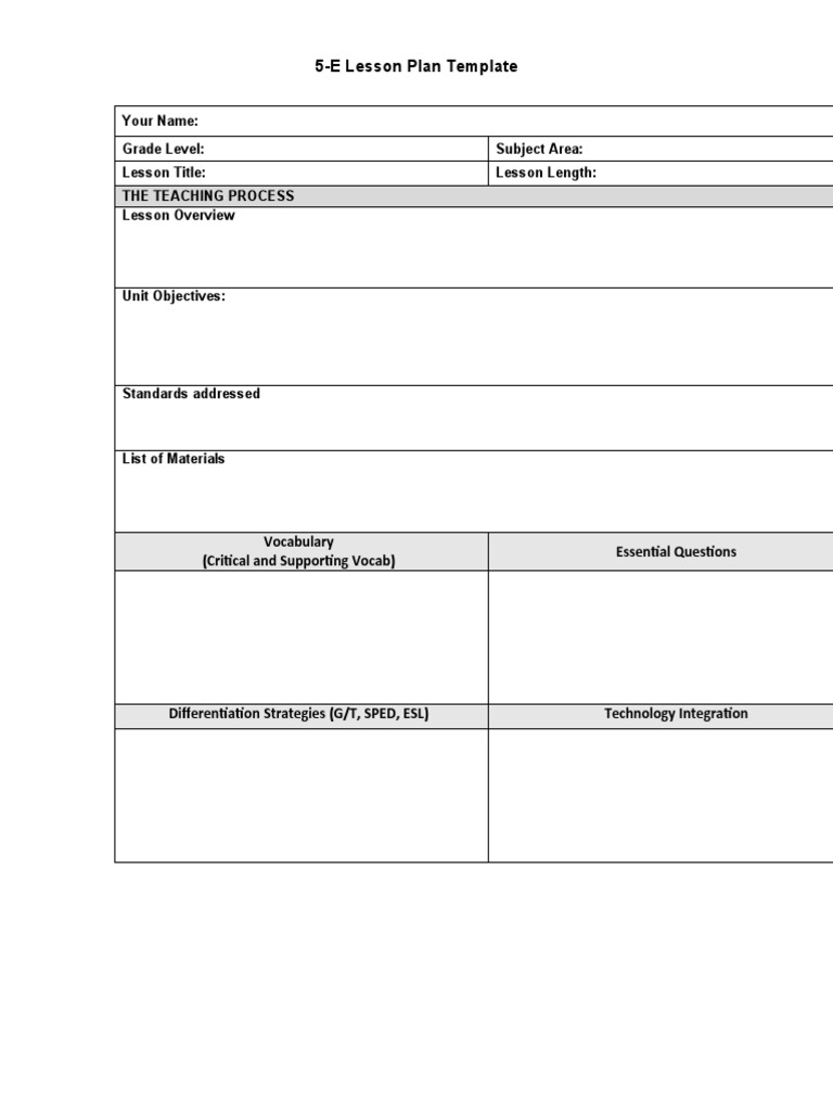 5elesson Plan Template | PDF | Concept | Understanding