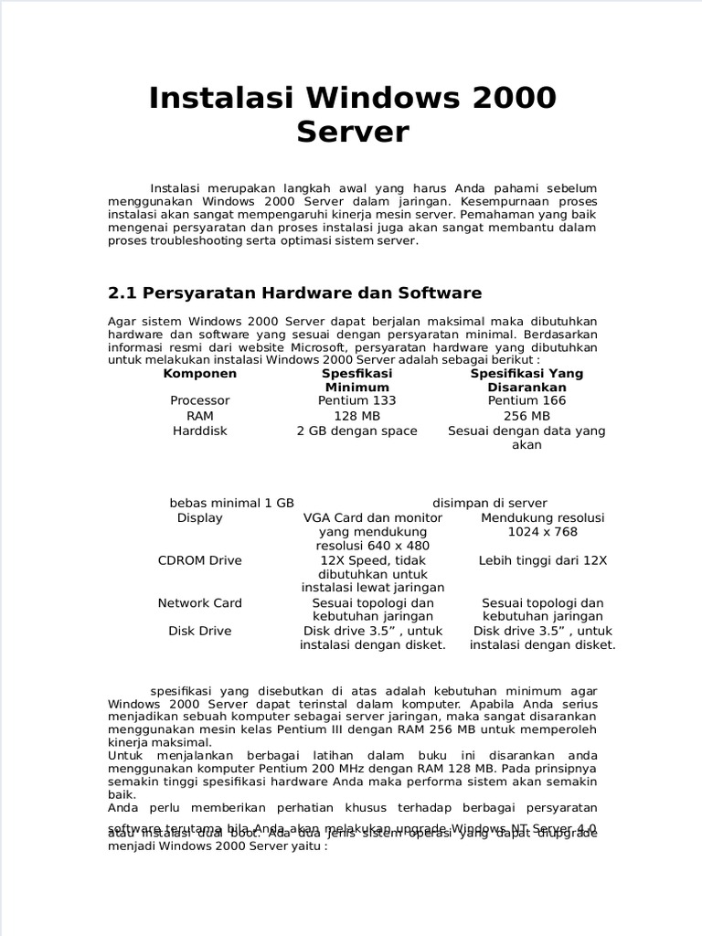 Instalasi Windows 2000 Server | PDF