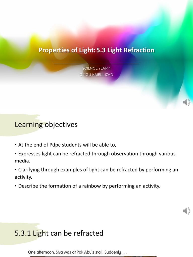 Refraction of Light Year 4 | PDF