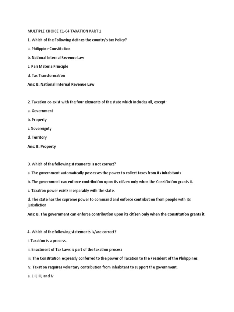 Ans: B. National Internal Revenue Law | PDF | Taxation In The United ...