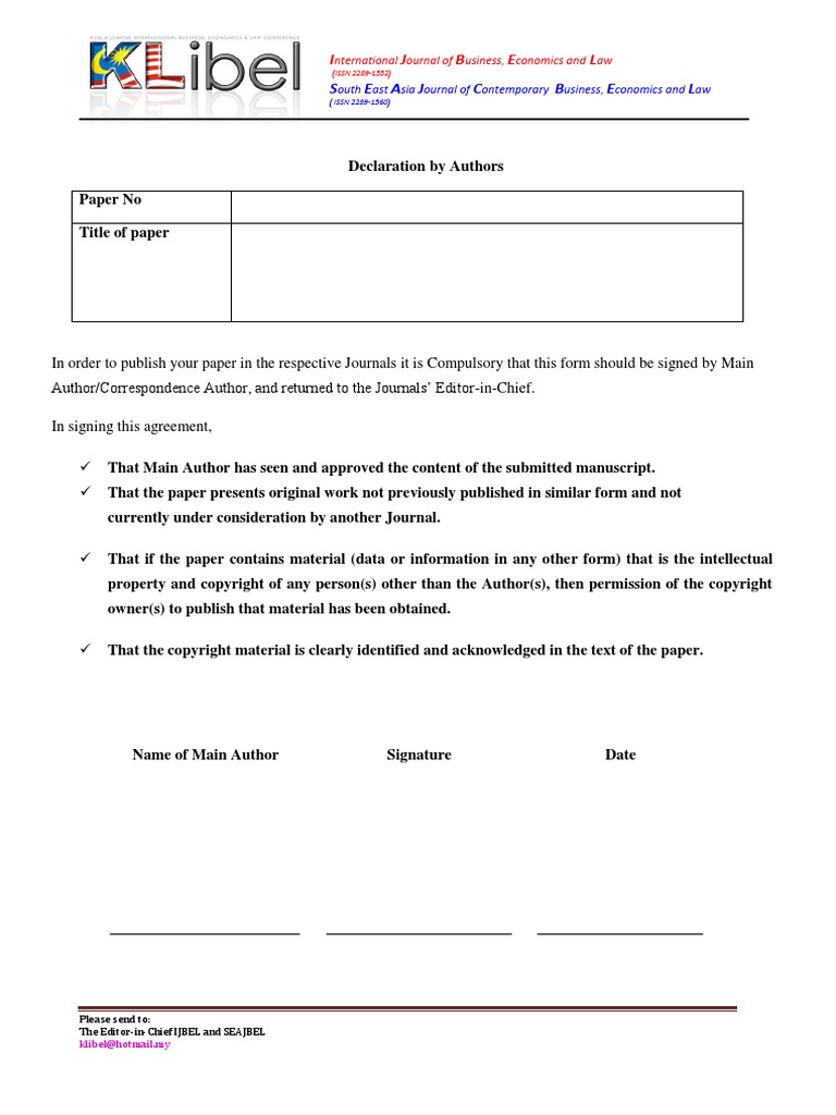 Author Declaration Form Journal | PDF