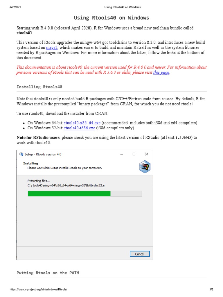 Using Rtools40 On Windows | PDF | Computing Platforms | Software ...