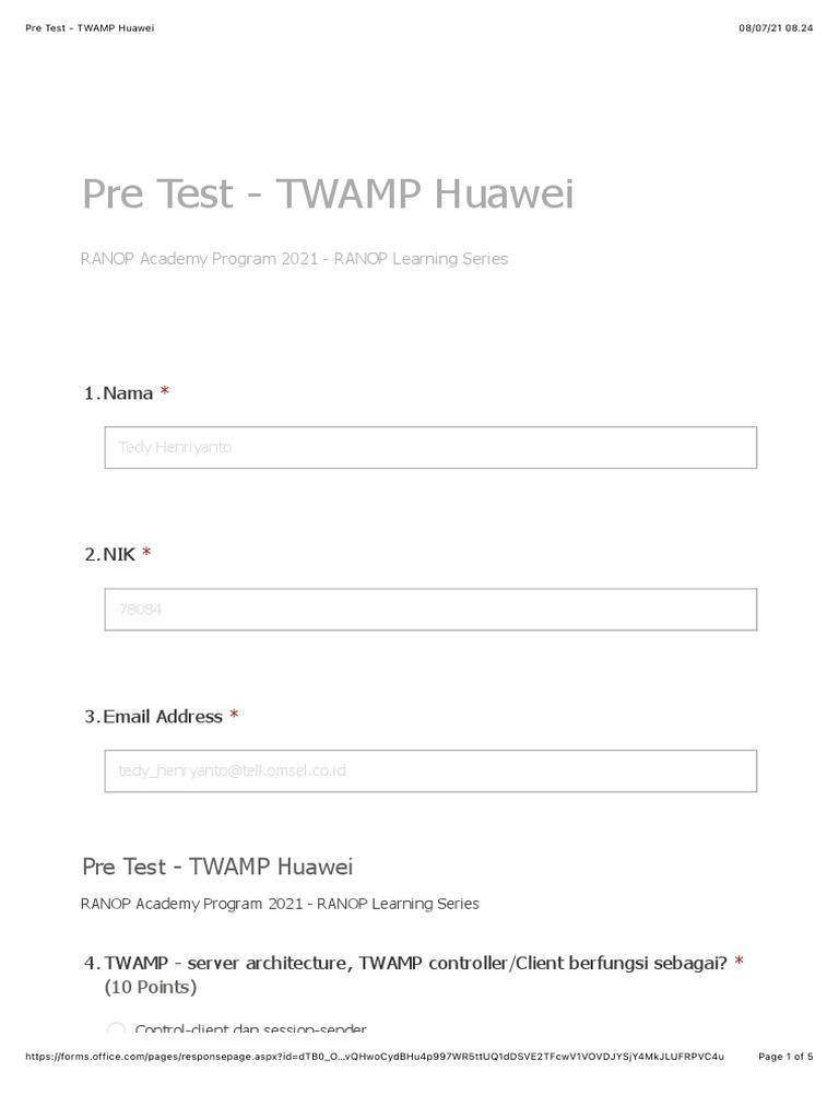 Pre Test - TWAMP Huawei | PDF