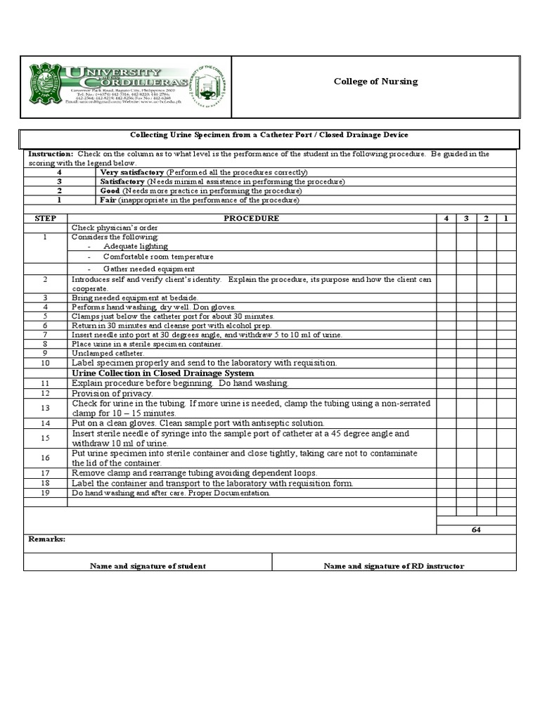 Urine Specimen From A Catheter Port | PDF | Catheter | Hand Washing