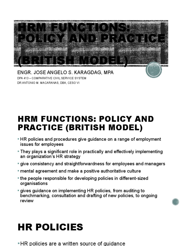 HRM Functions British Model | PDF | Human Resource Management | Policy