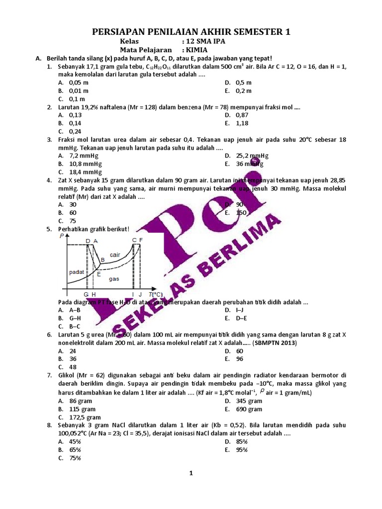 12 SMA IPA - PAS 1 (2020 - 2021) - Kimia | PDF
