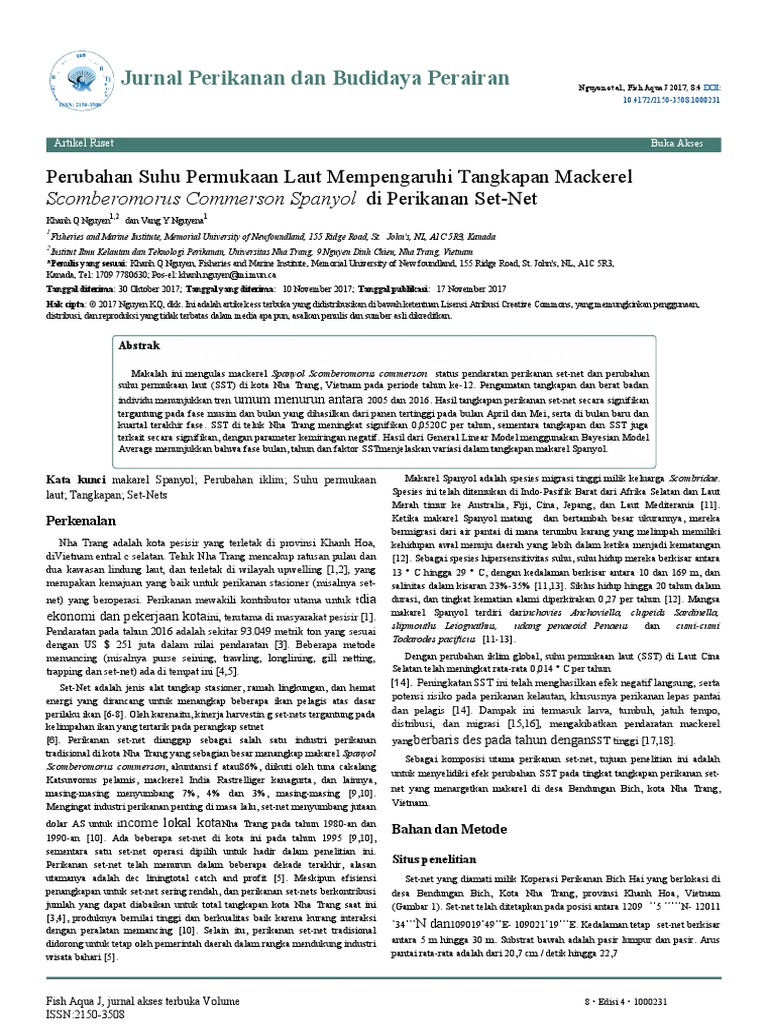 Jurnal Perikanan Dan Budidaya Perairan | PDF