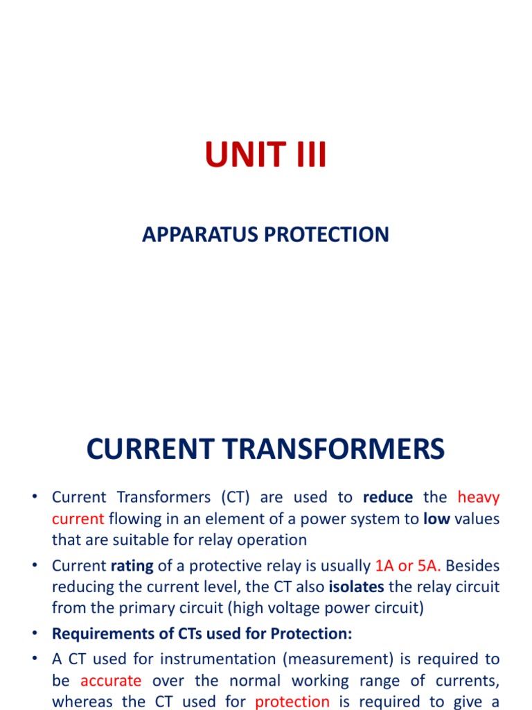 EE6702-PSG - Unit-III Apparatus Protection | PDF | Transformer | Capacitor